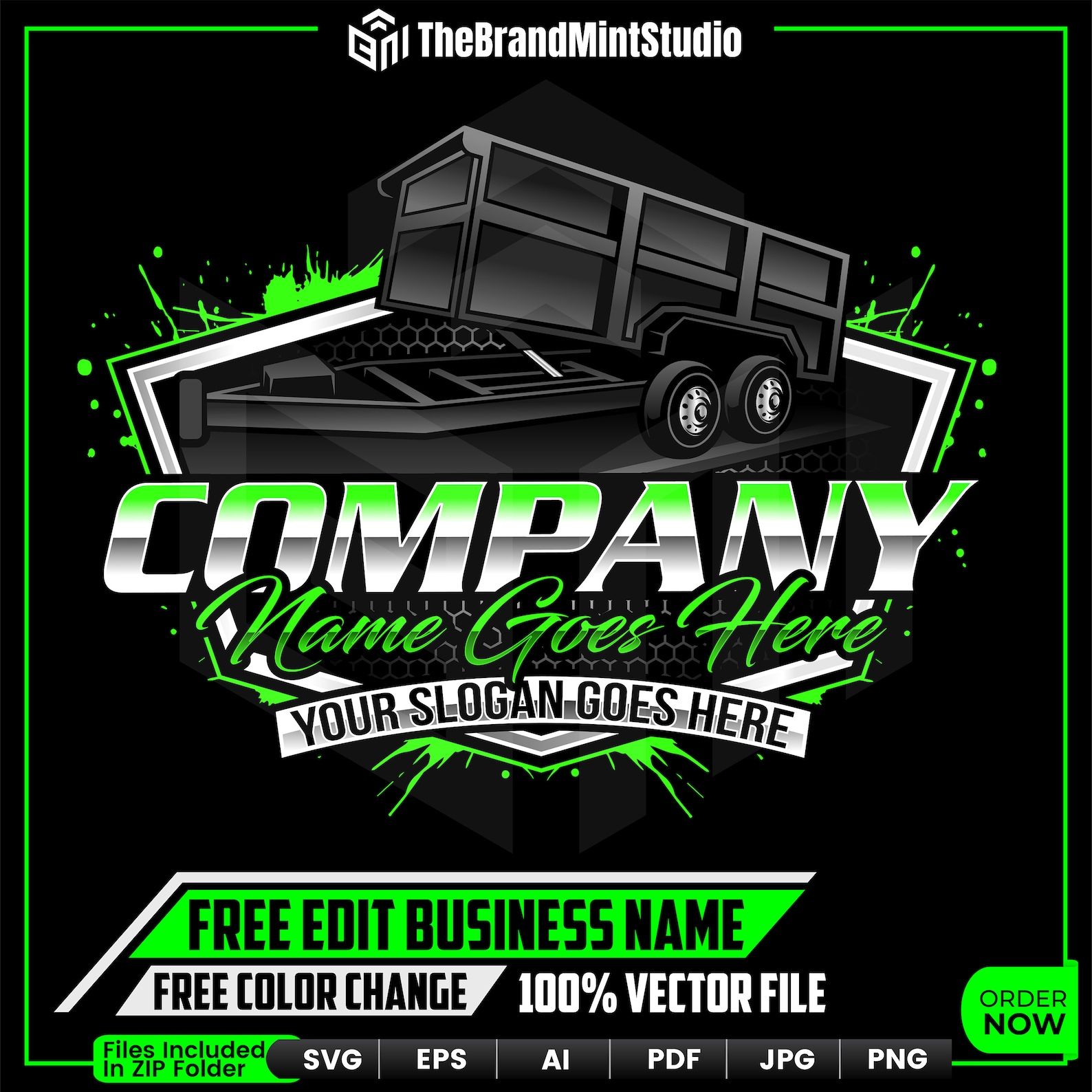 Dump Trailer Logo Design, Dump Trailer Rental Logo, Dumpster Logo, Dump ...