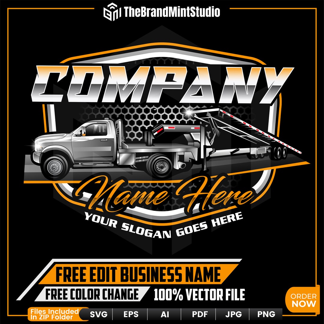 Trucking Business Logo, Hotshot Logo, Flatbed Transportation, Flatbed ...