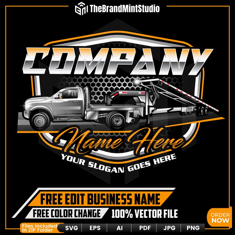 Trucking Business Logo, Hotshot Logo, Flatbed Transportation, Flatbed ...