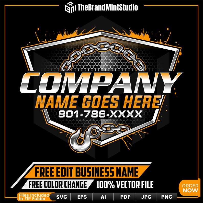 Tow Truck Logo, Towing Truck Logo, Towing Chain Logo, Towing Logo ...