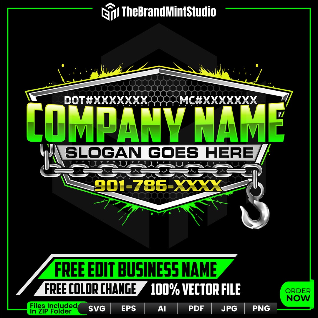 Tow, Tow Truck Logo, Logo for Towing Company, Towing Truck Logo Vinyl ...