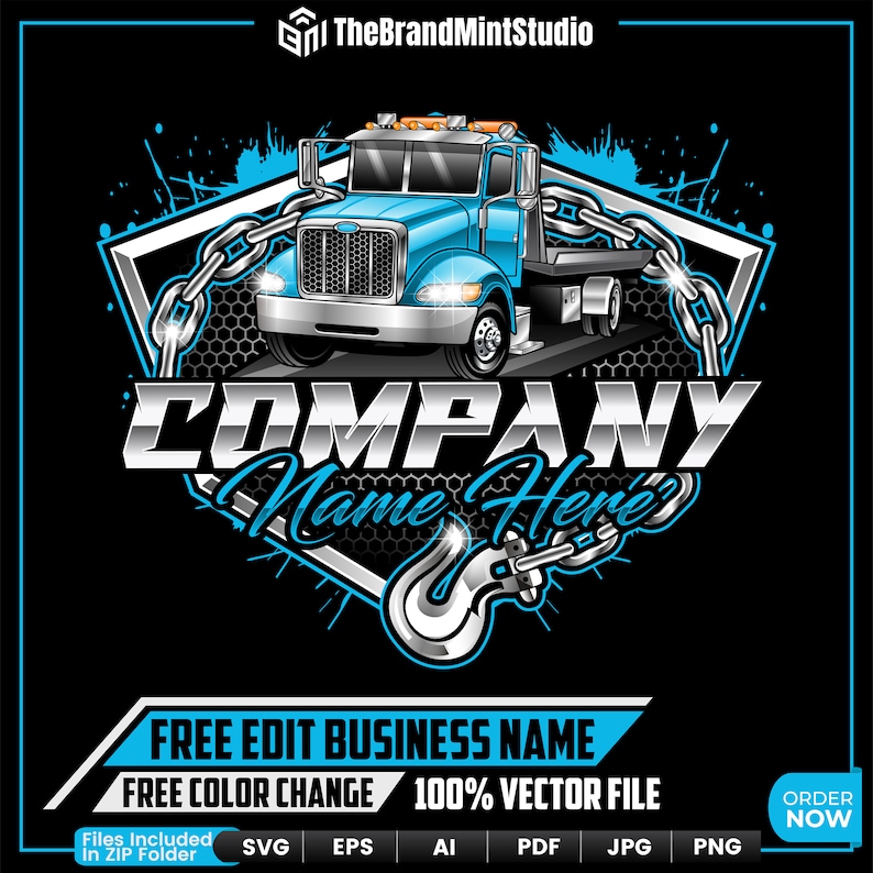 Towing Truck Logo, Towing Chain Svg, Tow Truck Logo Png, Towing Service ...