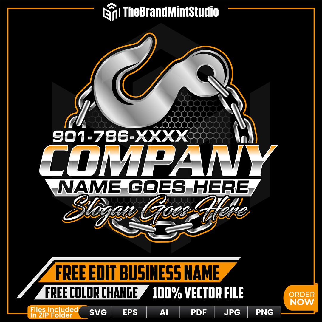 Towing Logo, Tow Truck Logo, Towing Chain & Hook Svg, Tow Truck 18 ...