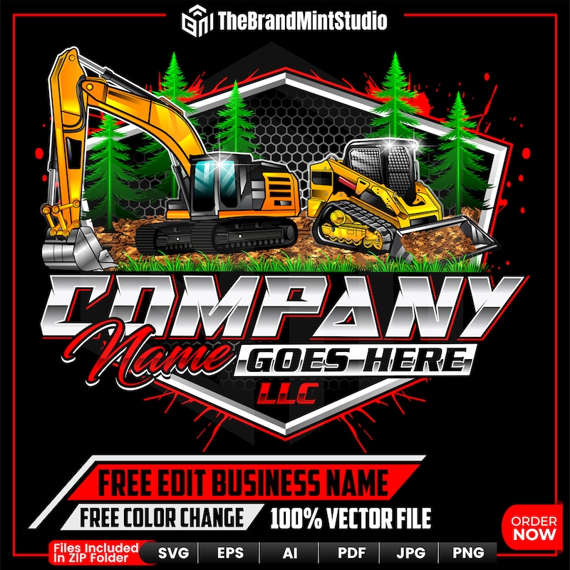 Excavator Bulldozer Logos - Etsy