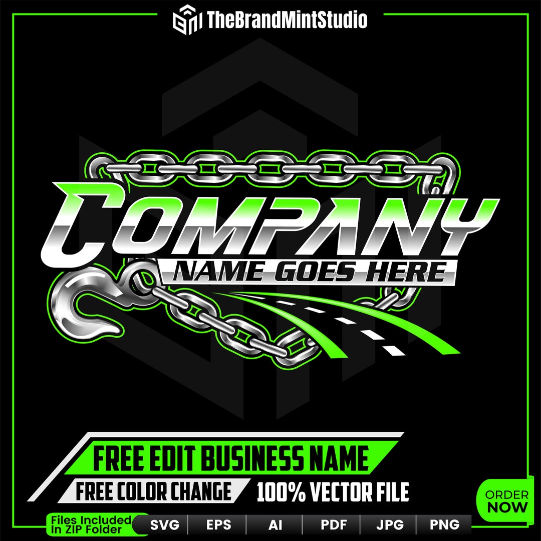 Towing Truck Logo, Tow Truck Logo, Towing Chain & Hook Svg, Tow Truck ...