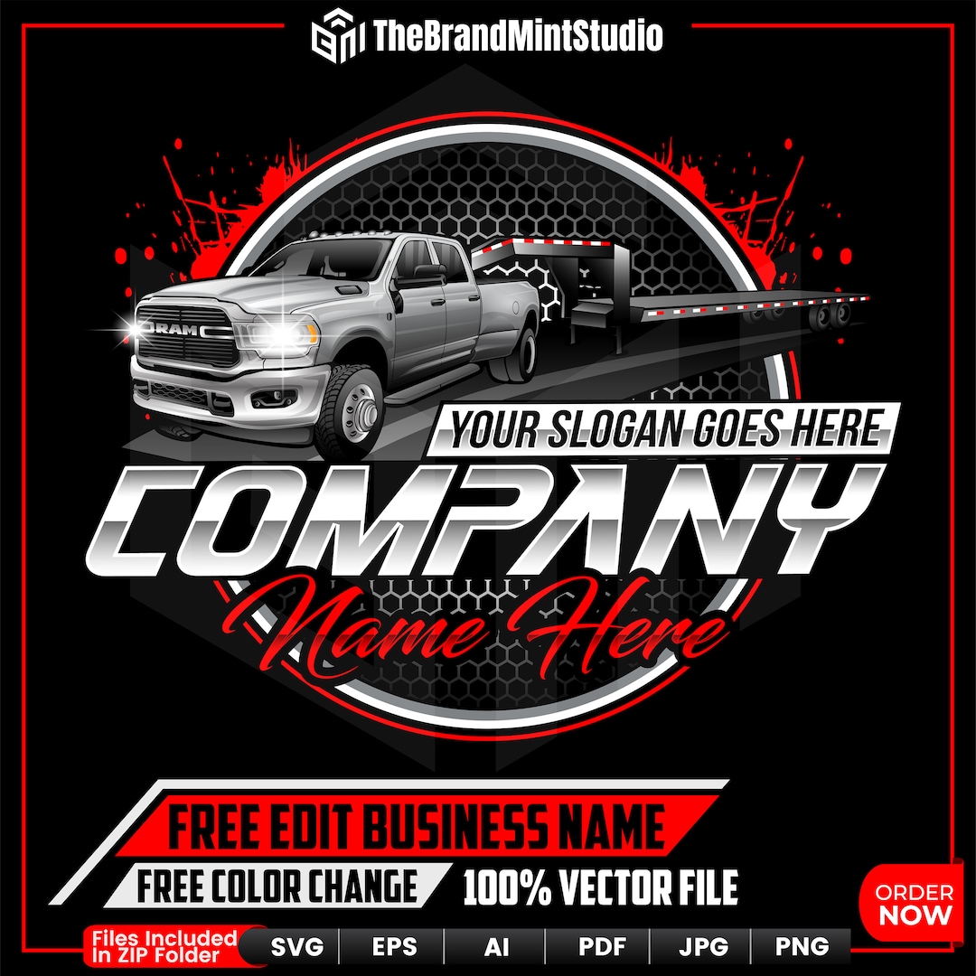 Dodge Ram 3500 Dually Truck With Trailer Logo Design, Pickup and ...