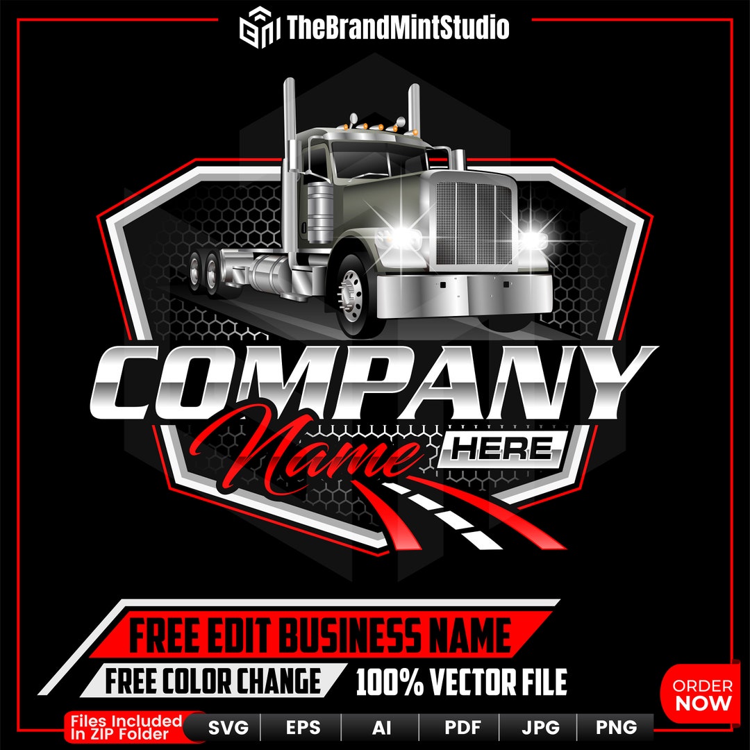 Trucking Company Logo for Business Owner, Peterbilt Truck Logo, Cab or ...