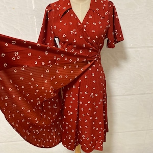 Women Wrap Dress Red Summer Dress Wrap Midi Dresses Romantic Dress ...