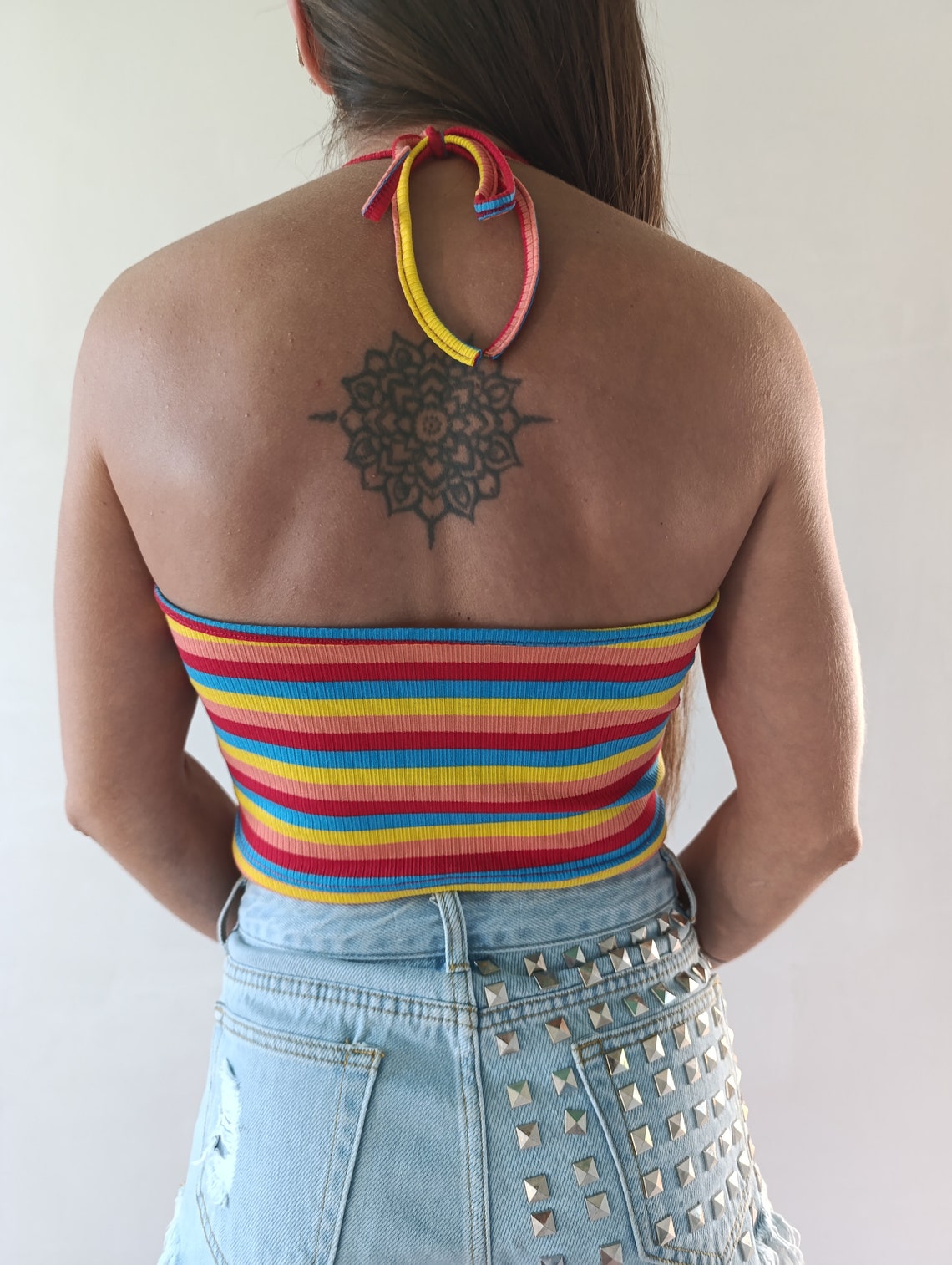 Rainbow Crop Top Pride Outfits Rainbow Halter Top With Stripes Colorful ...