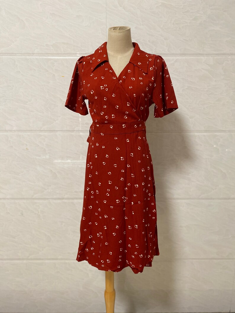 Women Wrap Dress Red Summer Dress Wrap Midi Dresses Romantic Dress ...