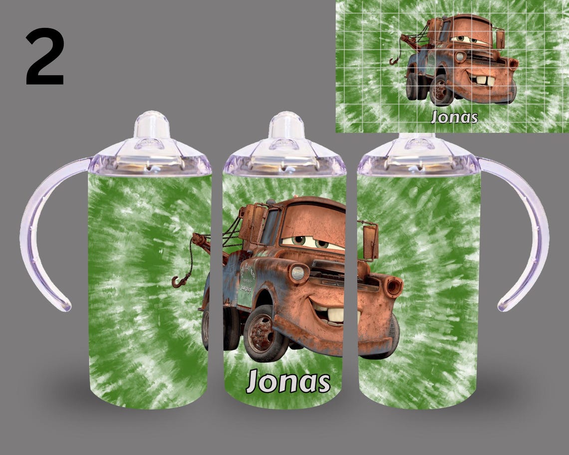 12oz. Custom/personalized Cars Mater and Lightning Mcqueen Sippy Cup ...