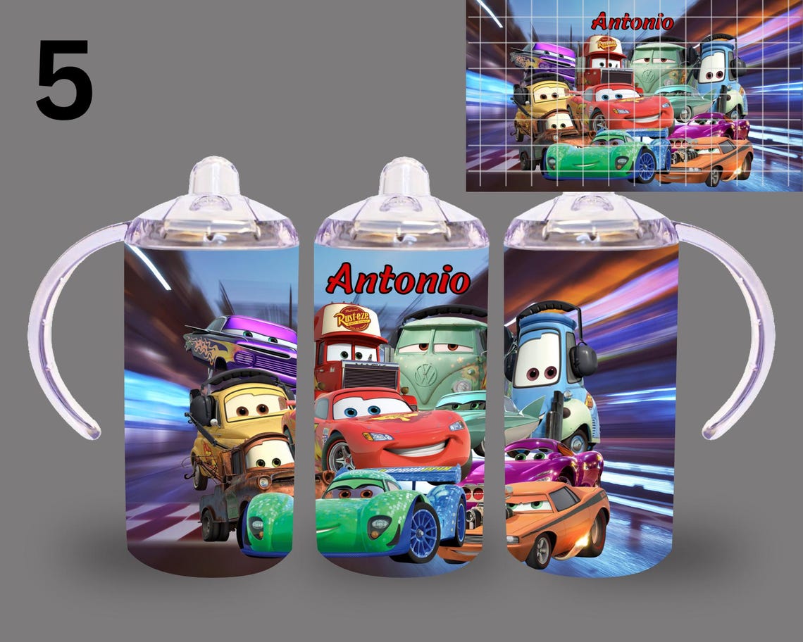 12oz. Custom/personalized Cars Mater and Lightning Mcqueen Sippy Cup ...