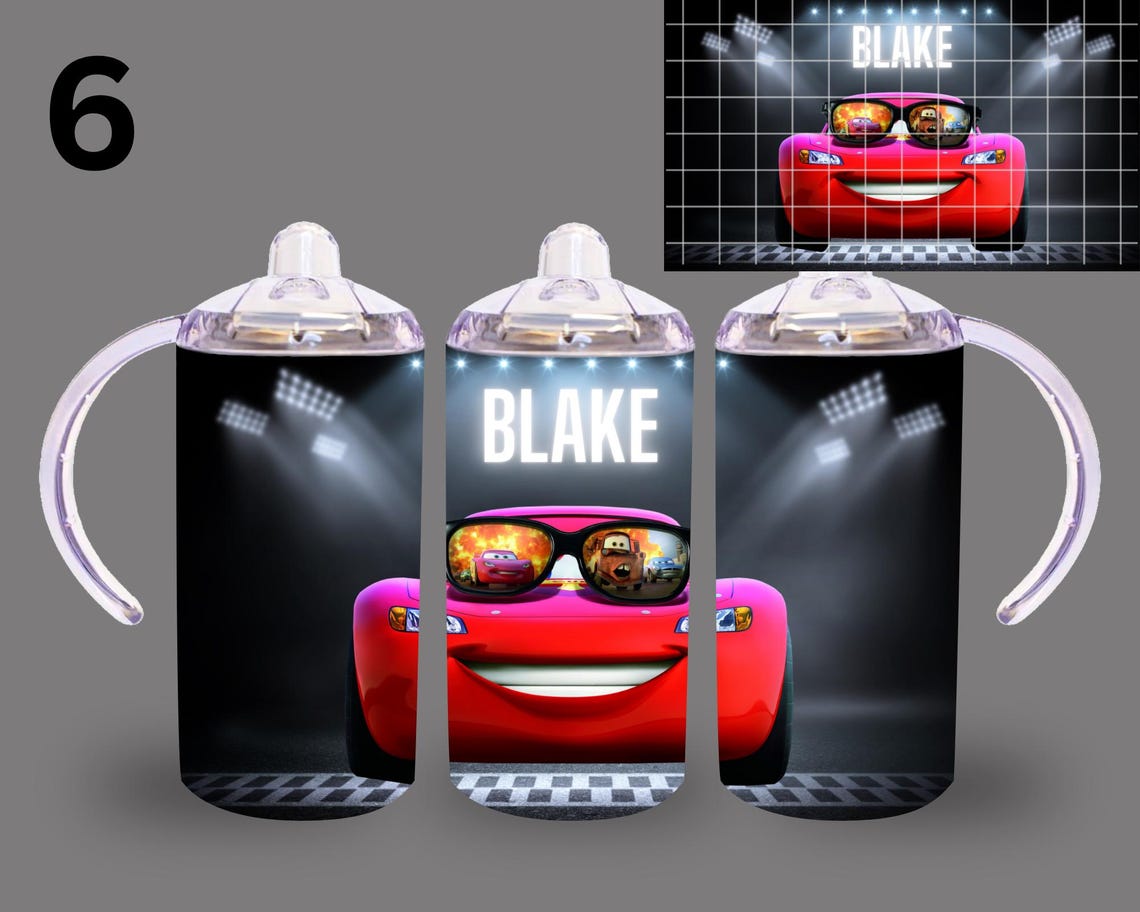 12oz. Custom/personalized Cars Mater and Lightning Mcqueen Sippy Cup ...