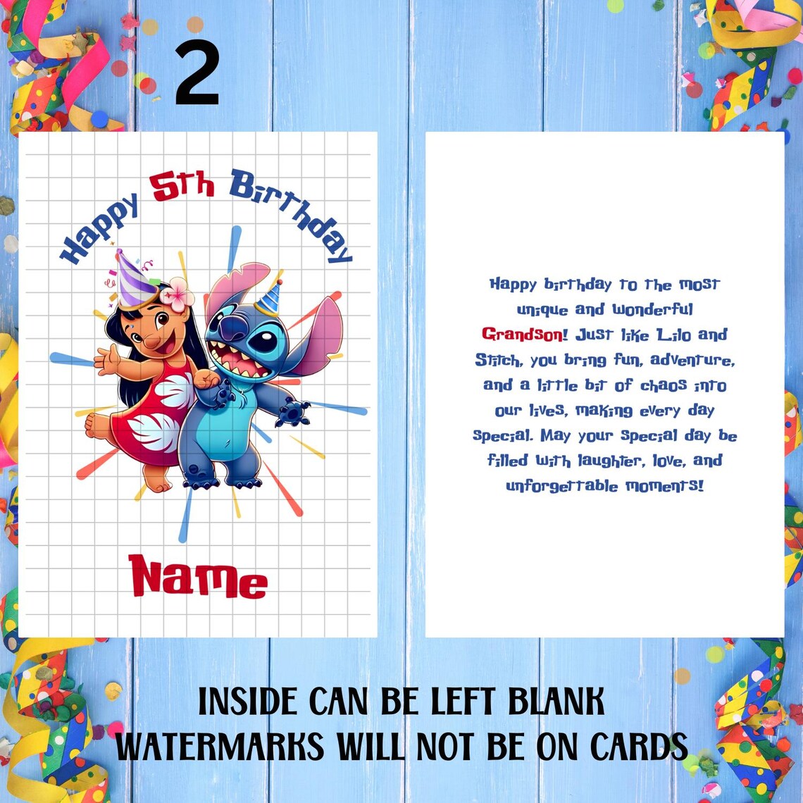 5x7 Custom/personalized Lilo and Stitch Happy Birthday Greeting Card - Etsy