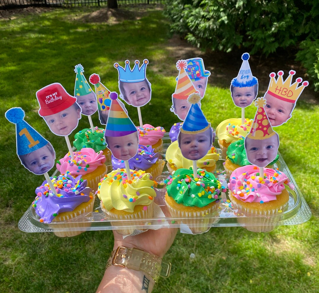 Custom/personalized Photo Cupcake Toppers Any Age Any Photo - Etsy