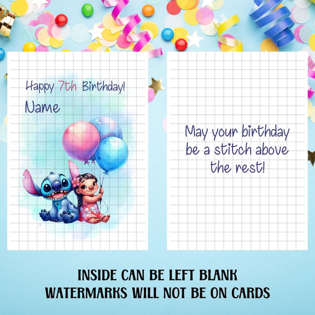 5x7 Custom/personalized Lilo and Stitch Happy Birthday Greeting Card - Etsy