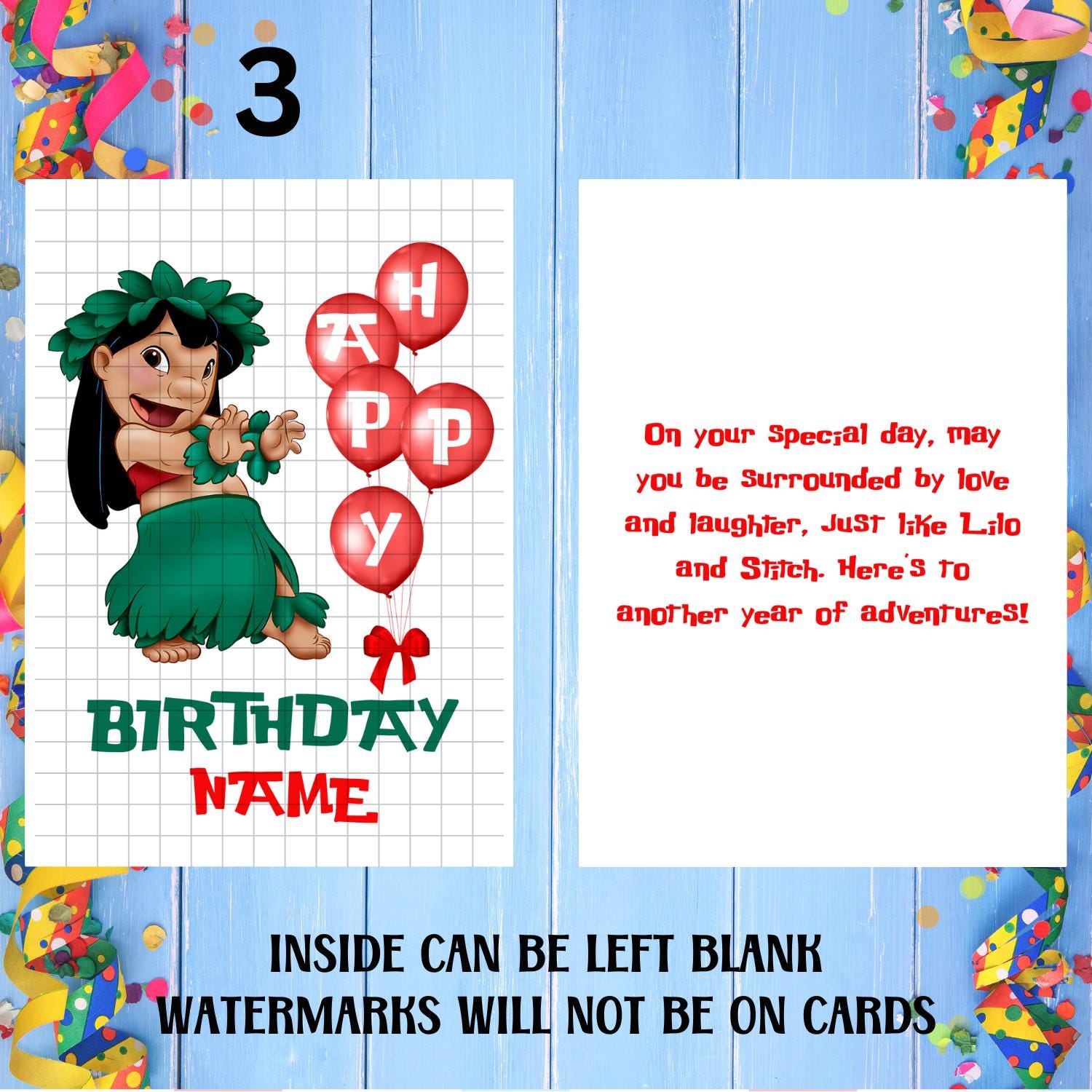 5x7 Custom/personalized Lilo and Stitch Happy Birthday Greeting Card - Etsy