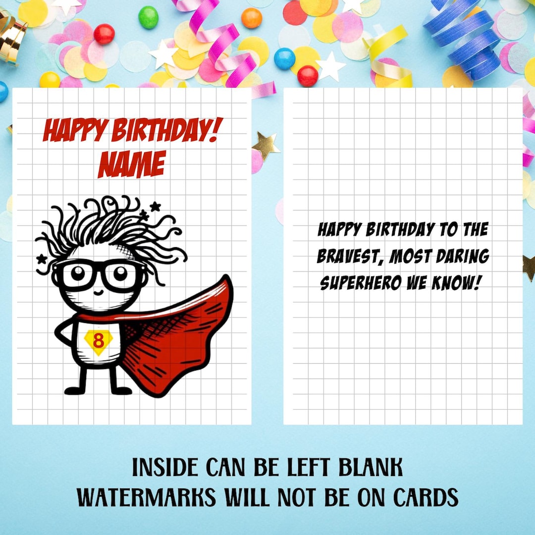 5x7 Custom/personalized Superhero Happy Birthday Greeting Card - Etsy