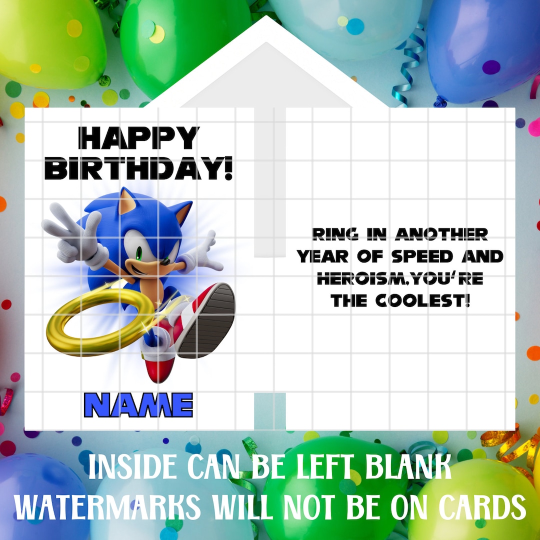 5x7 Personalized Sonic Happy Birthday Greeting Card - Etsy
