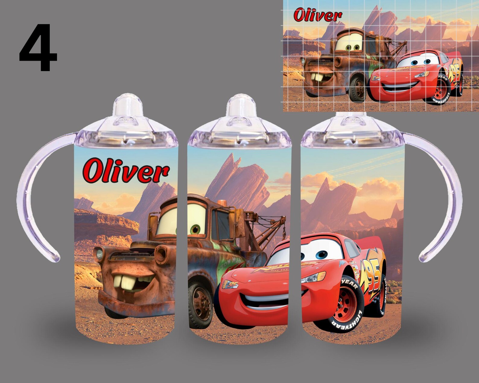 12oz. Custom/personalized Cars Mater and Lightning Mcqueen Sippy Cup ...