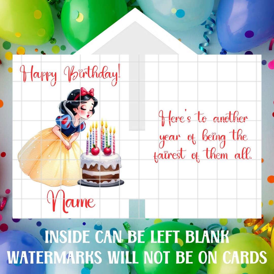 5x7 Inch. Snow White Happy Birthday Greeting Card - Etsy