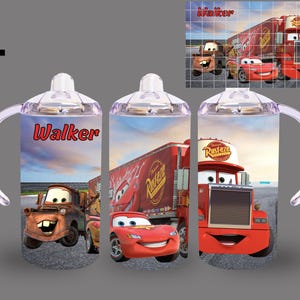 12oz. Custom/personalized Cars Mater and Lightning Mcqueen Sippy Cup ...