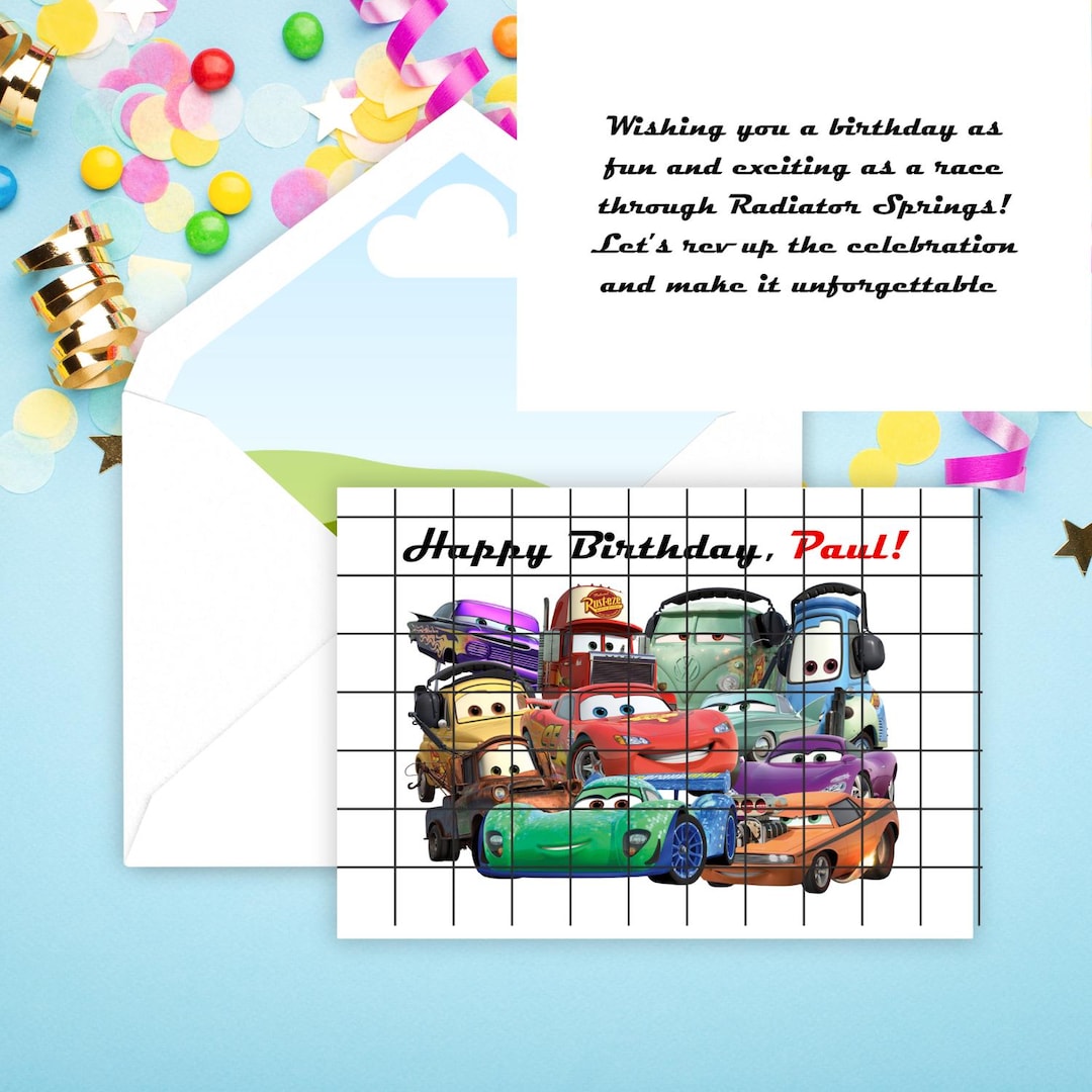 5x7 Custom/personalized Cars Happy Birthday Greeting Card - Etsy