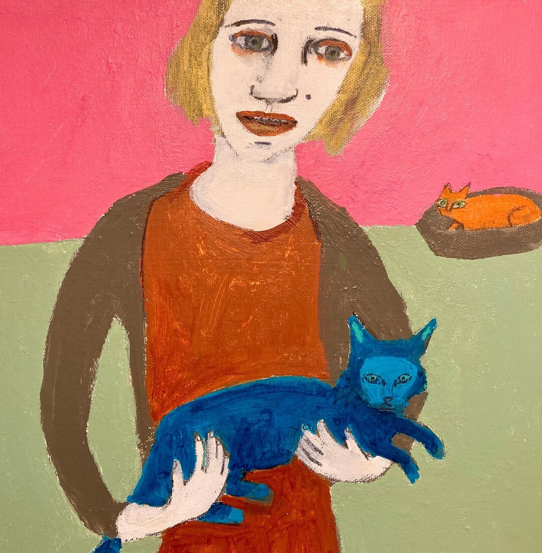 Jill Emery Original Painting See Full Image 'simplicity' Cat Art Woman ...
