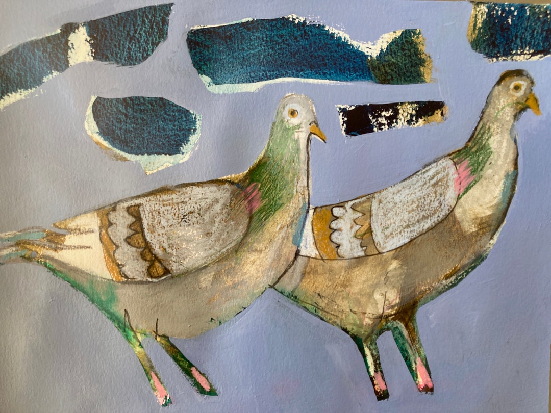 See Full Pic Pigeon Art Jill Emery Folk Art Original Art Contemporary ...