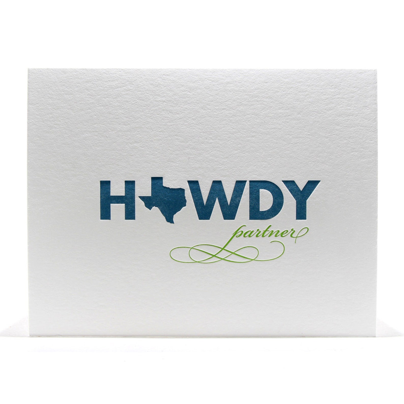 Howdy Partner Letterpress Card in Navy/green - Etsy