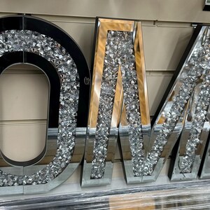 Silver Mirror Glass HOME Letters Sign Wall Hanging Shelf Art Plaque ...