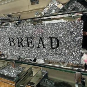 Silver Crushed Diamond Diamante Crystal Filled Bread Bin Basket Box ...