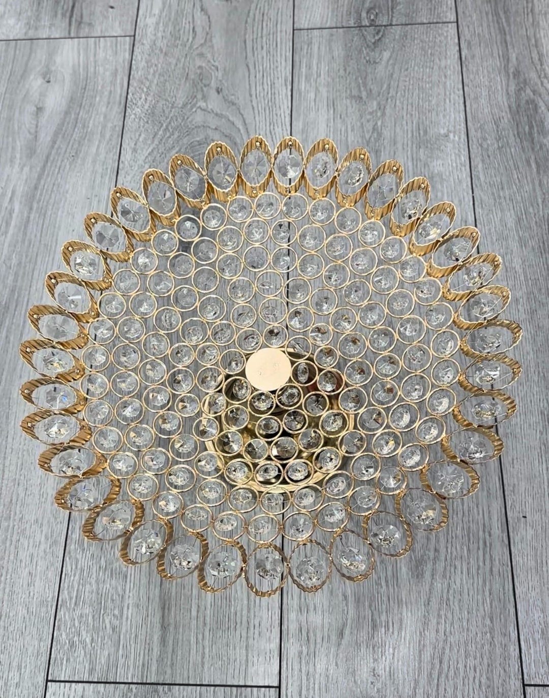 Gold Crystal Diamante Round Fruit Bowl Snack Serving Tray Finger Food ...