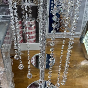 Silver Crushed Diamond Diamante Side End Table Lamp Mirror Crystal ...