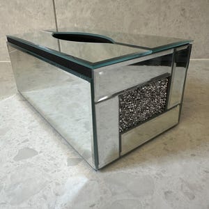 Silver Crushed Diamond Diamante Crystal Filled Tissue Box Holder ...