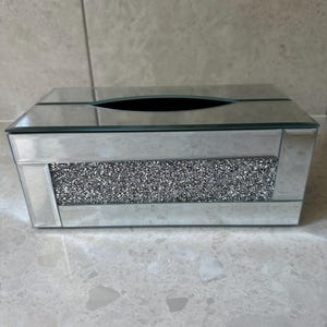 Silver Crushed Diamond Diamante Crystal Filled Tissue Box Holder ...
