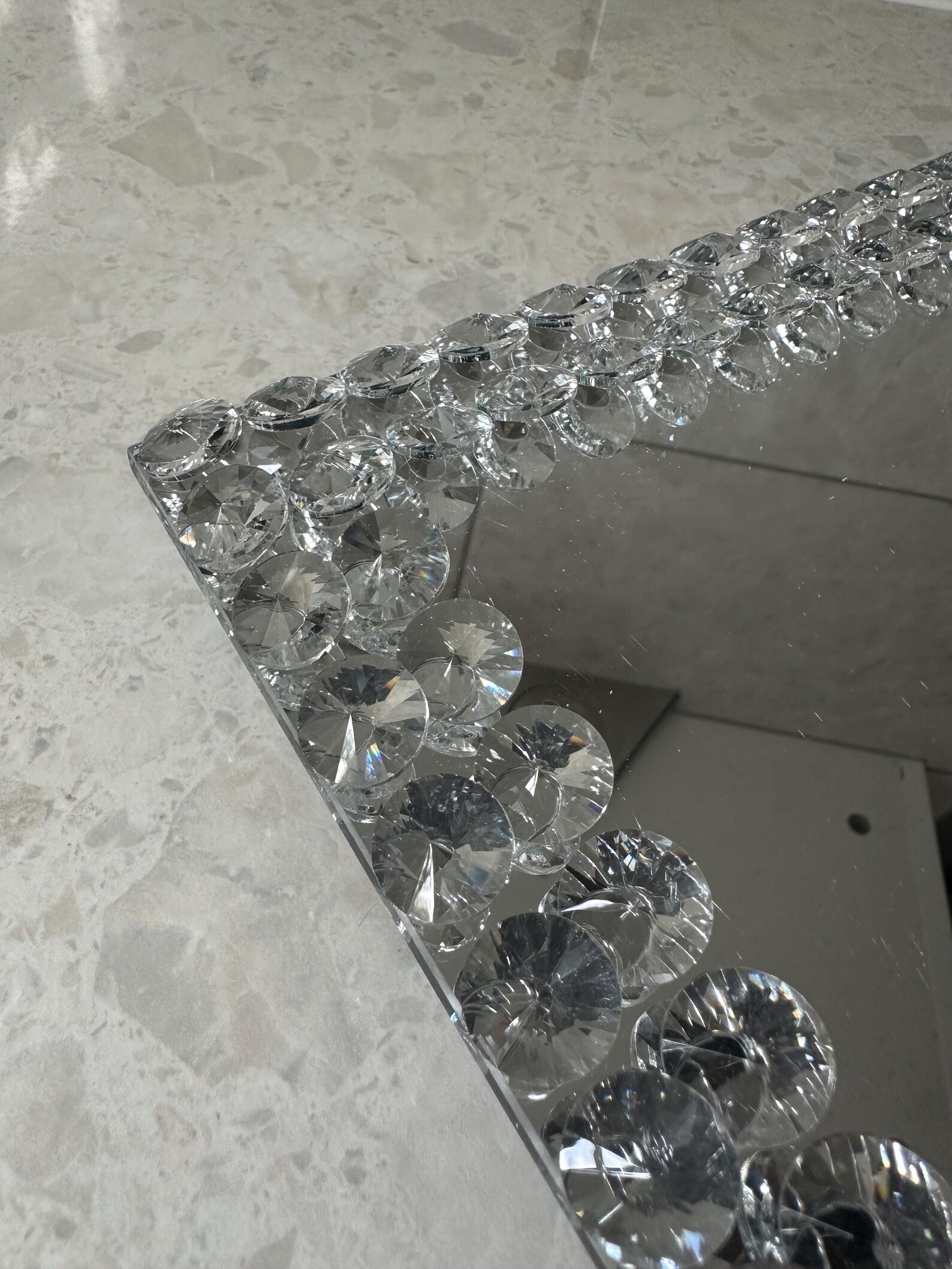 Turning Spinning Square Mirror Tray Ornament Centerpiece Silver Serving ...