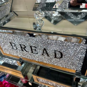 Silver Crushed Diamond Diamante Crystal Filled Bread Bin Basket Box ...