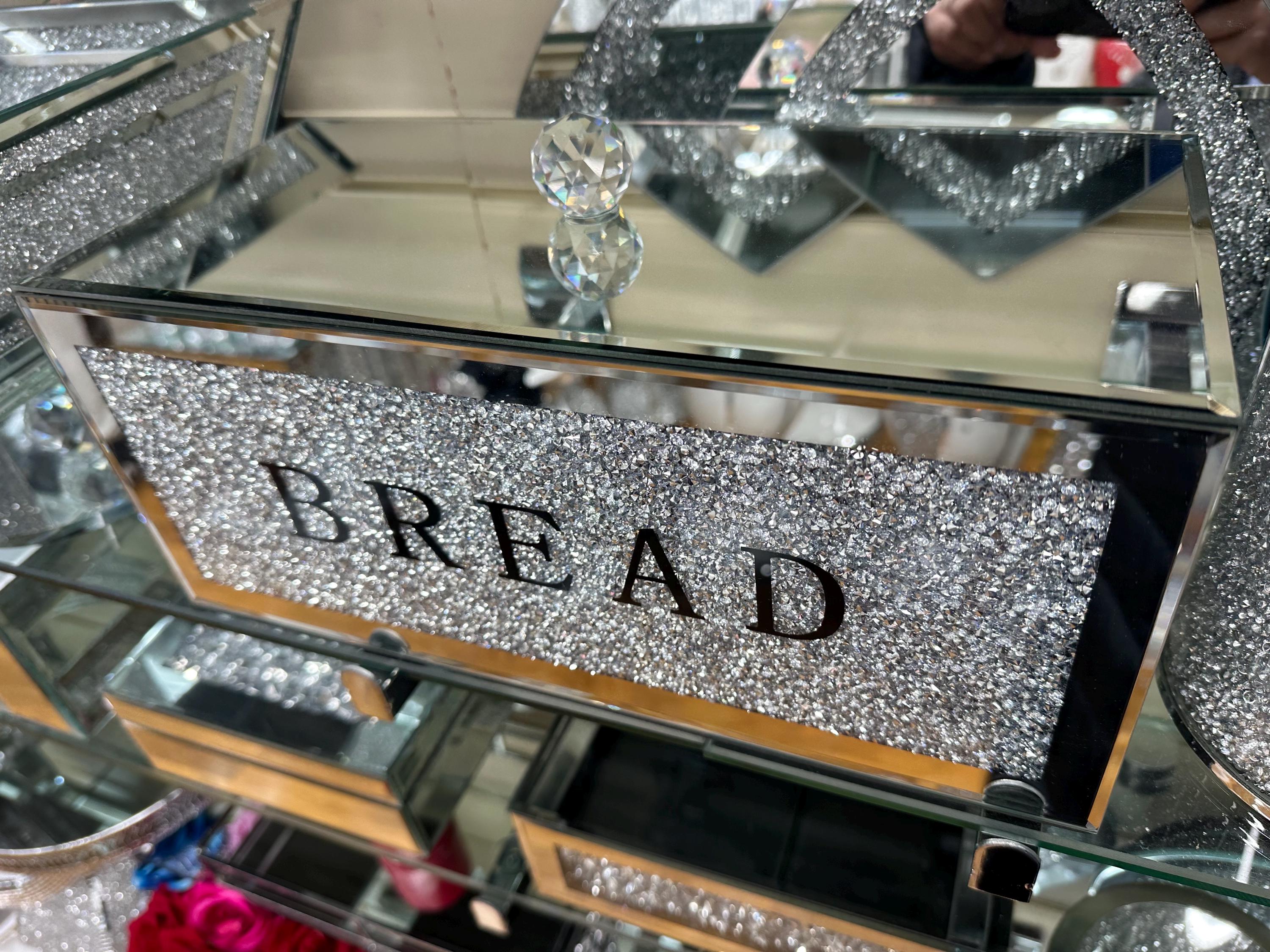 Silver Crushed Diamond Diamante Crystal Filled Bread Bin Basket Box ...
