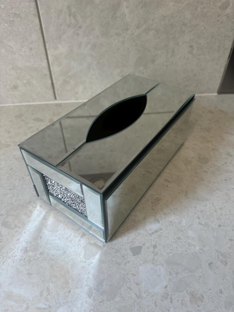 Silver Crushed Diamond Diamante Crystal Filled Tissue Box Holder ...