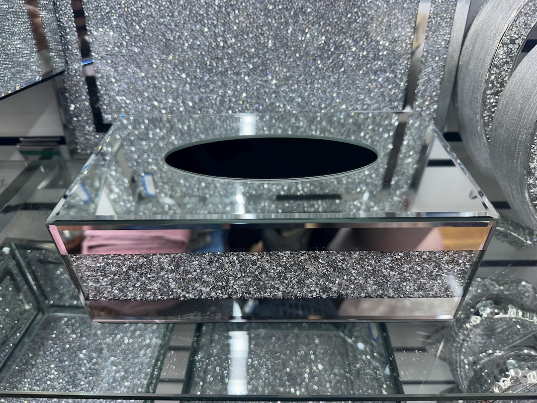Silver Crushed Diamond Diamante Crystal Filled Tissue Box Holder ...