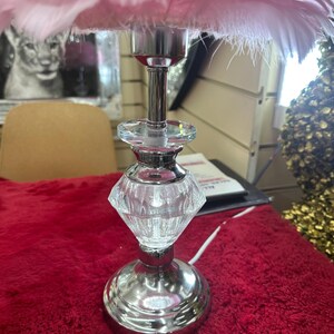 Pink Silver Side Table Lamp Feather Home Decor Decoration Design Accent ...