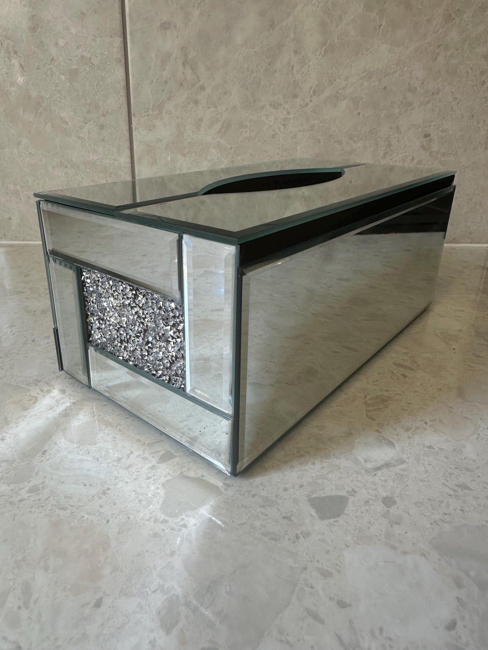 Silver Crushed Diamond Diamante Crystal Filled Tissue Box Holder ...
