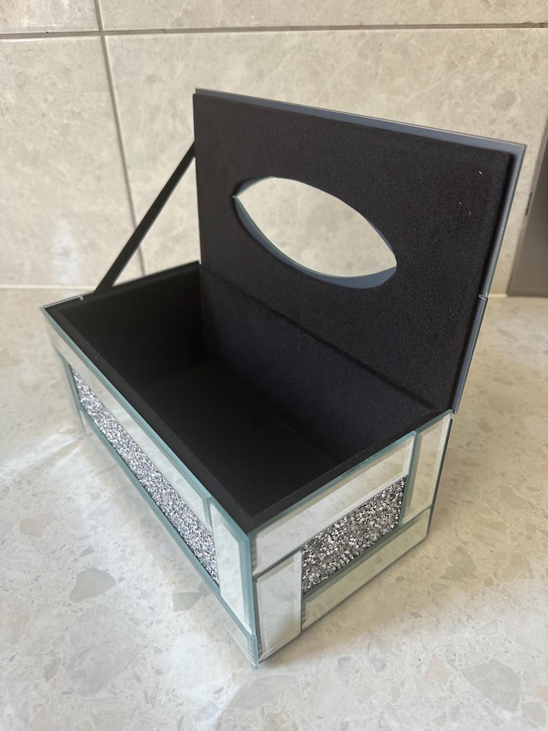 Silver Crushed Diamond Diamante Crystal Filled Tissue Box Holder ...