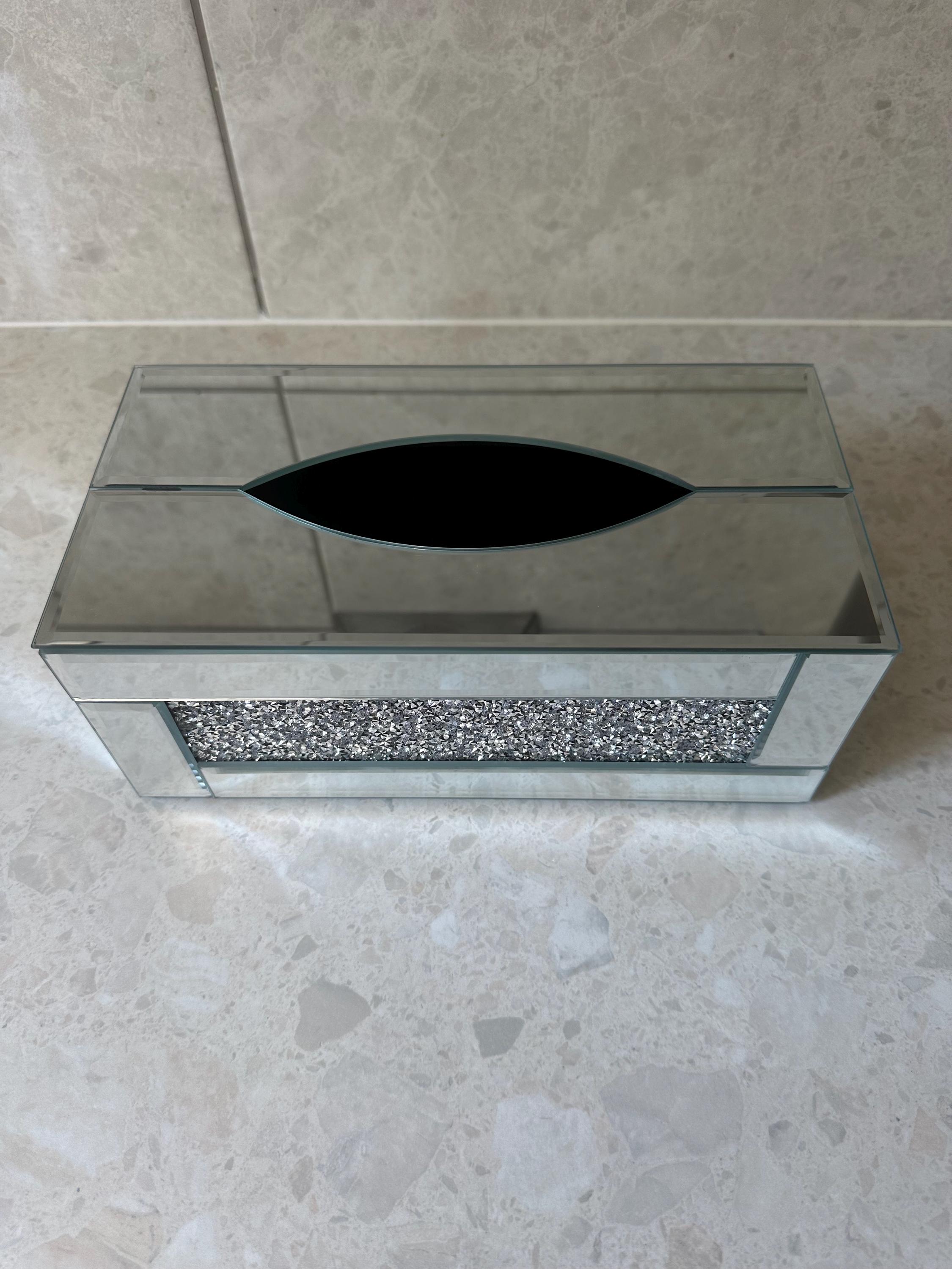 Silver Crushed Diamond Diamante Crystal Filled Tissue Box Holder ...