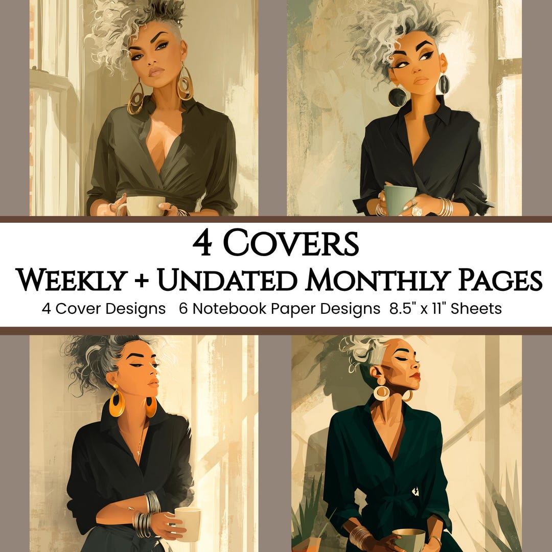 Bold & Brew Digital Notebook Set | 4 Covers | Weekly + Undated Monthly ...