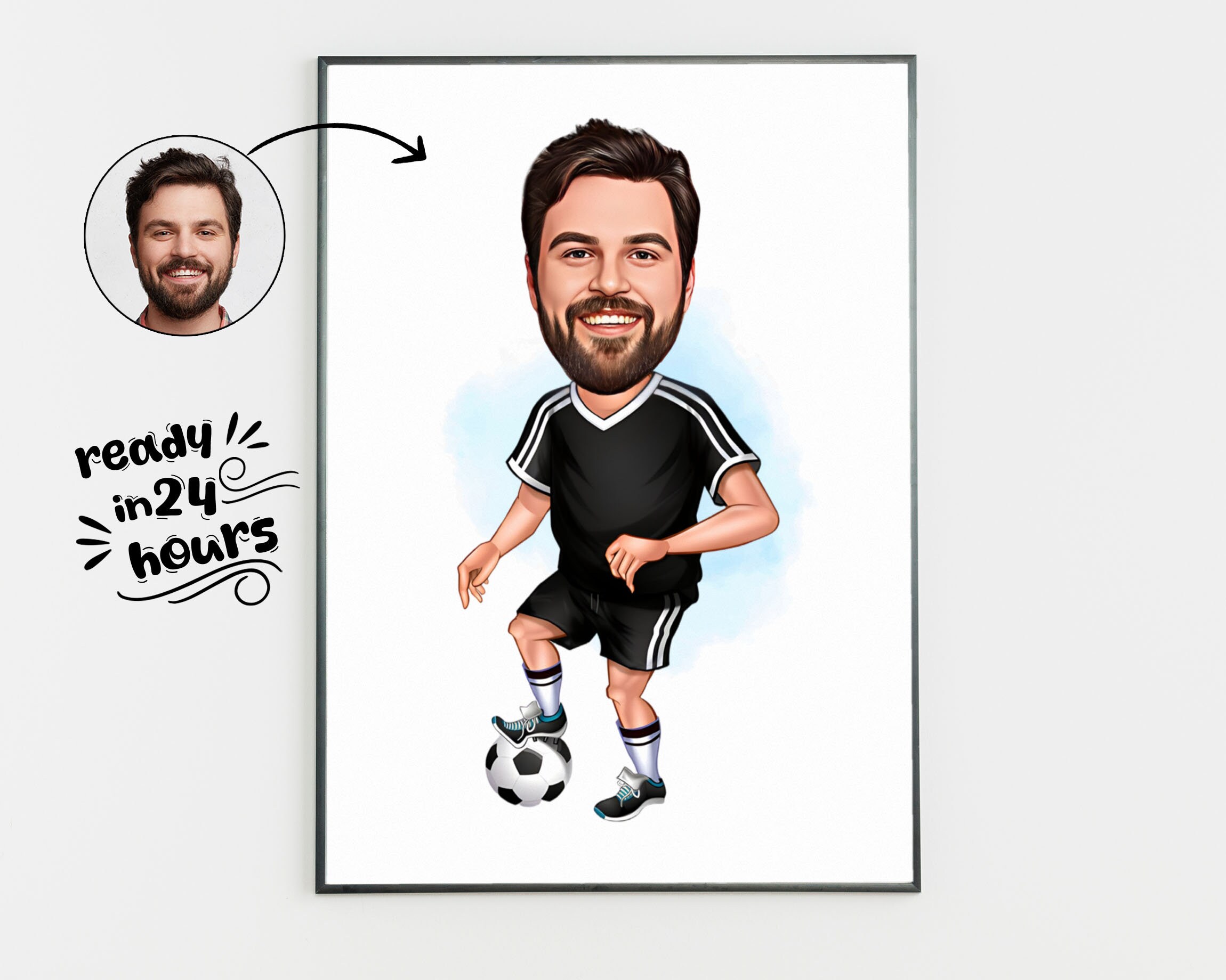 Custom Soccer Player Cartoon Portrait, Soccer Caricature, Soccer Gift ...