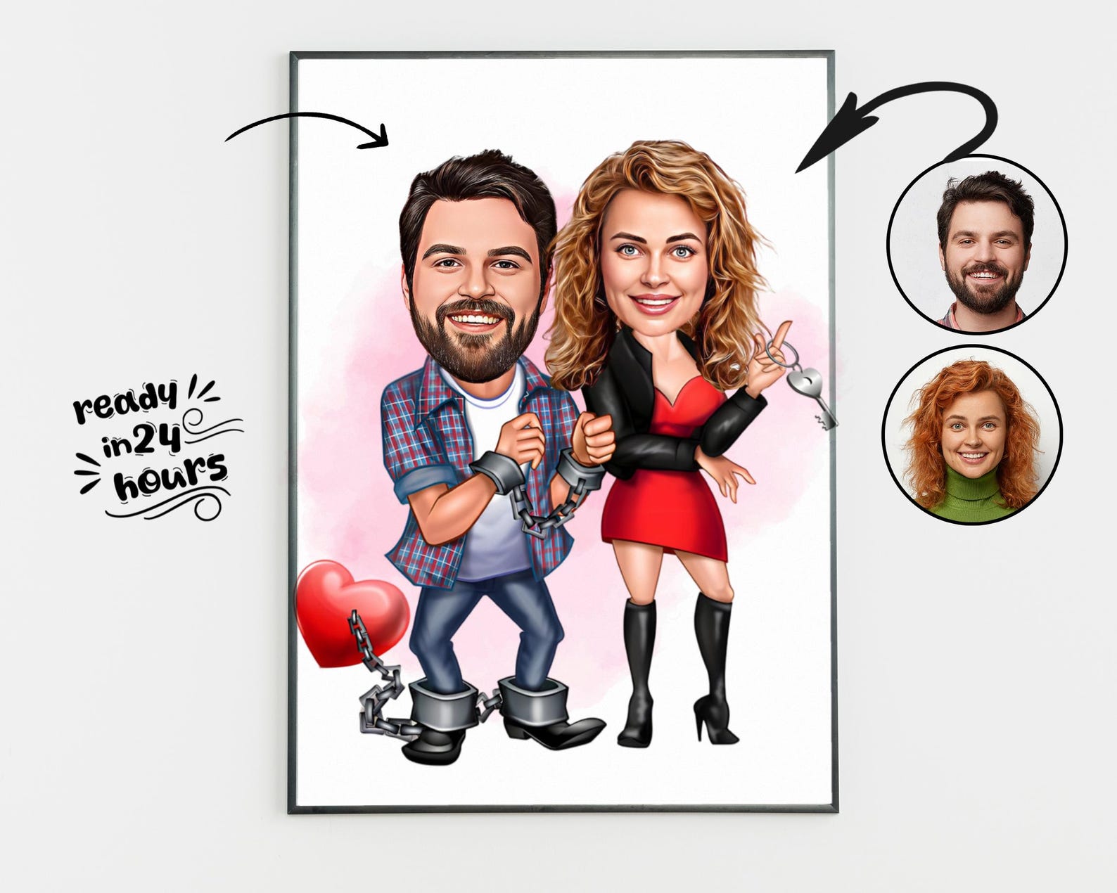 Custom Couple Cartoon Portrait, Couple Portrait, Couple Gift, Couple ...