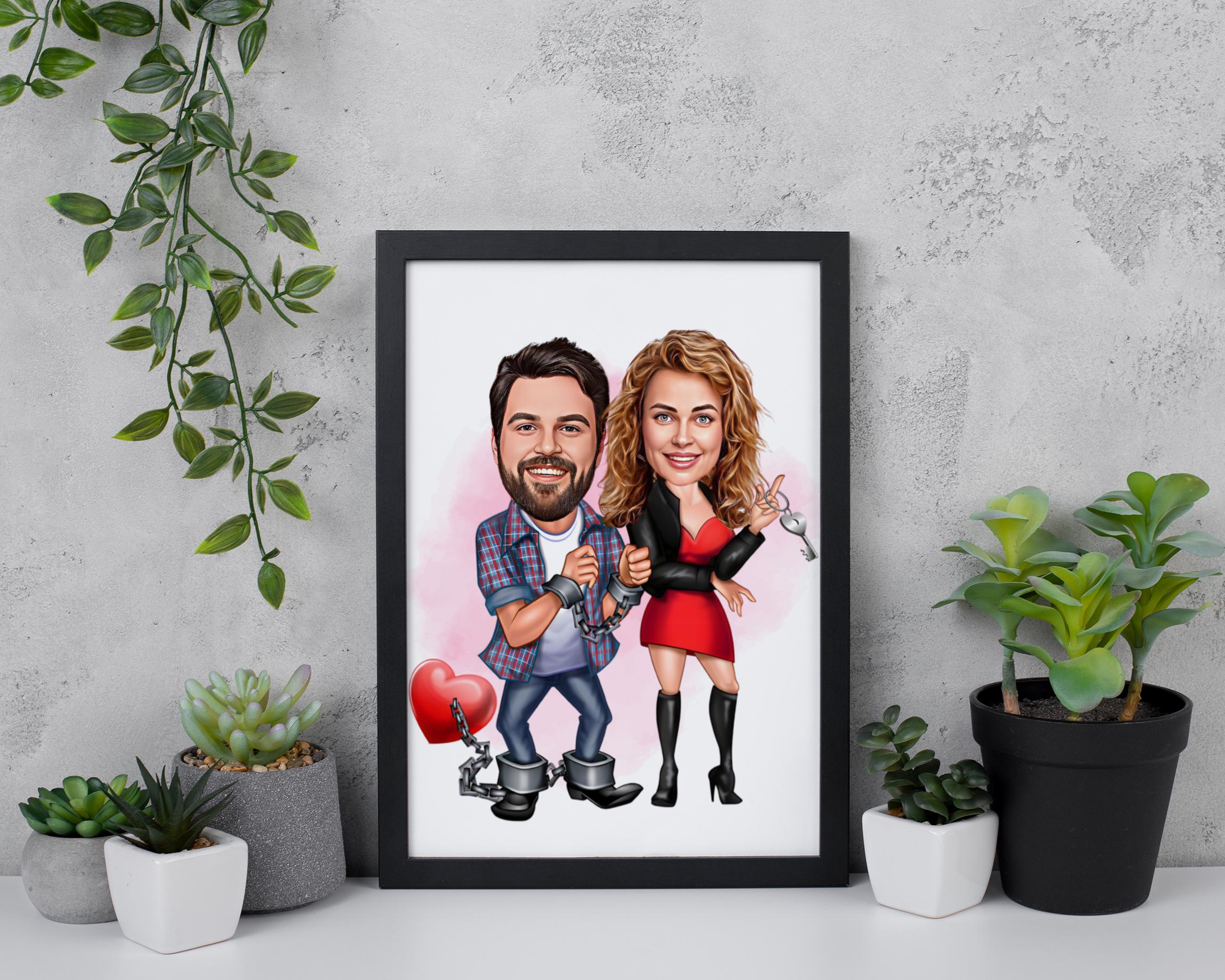 Custom Couple Cartoon Portrait, Couple Portrait, Couple Gift, Couple ...