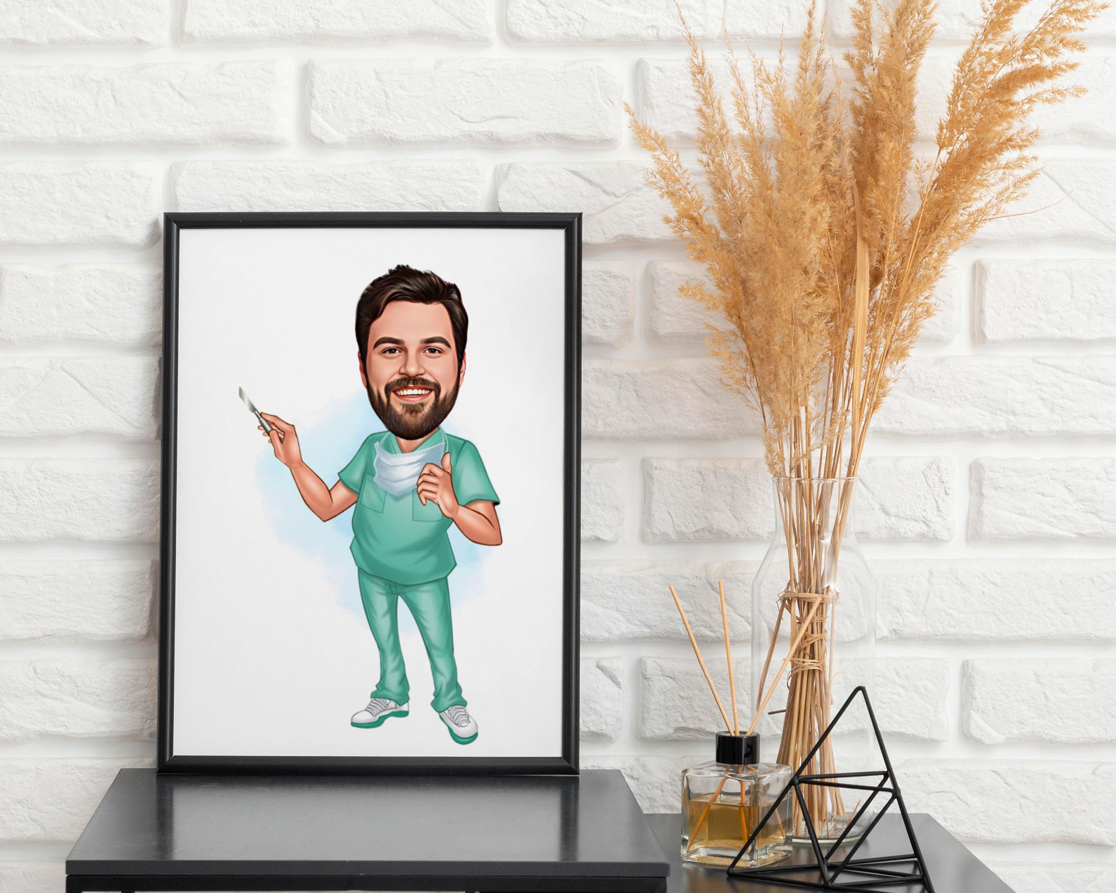 Personalized Surgeon Cartoon Portrait, Surgeon Portrait, Surgeon Gift ...